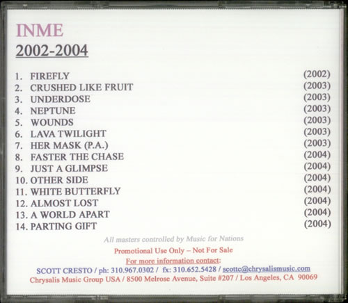 InMe The Music Of InMe 2002-2004 US Promo CD-R acetate (541703)