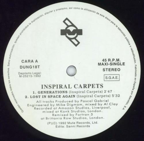 Inspiral Carpets Generations Spanish 12" vinyl single (12 inch record / Maxi-single) (817862)