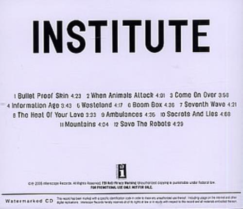 Institute Institute - Distort Yourself US Promo CD-R acetate (336976)