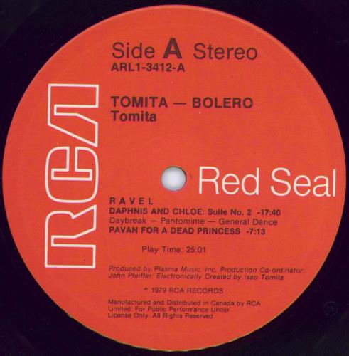 Isao Tomita Bolero US vinyl LP album (LP record) (774024)