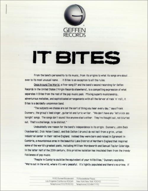 It Bites Once Around The World US Promo media press pack (135888) PRESS ...