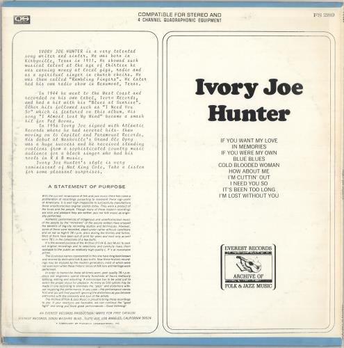 Ivory Joe Hunter Ivory Joe Hunter US vinyl LP album (LP record) (710424)