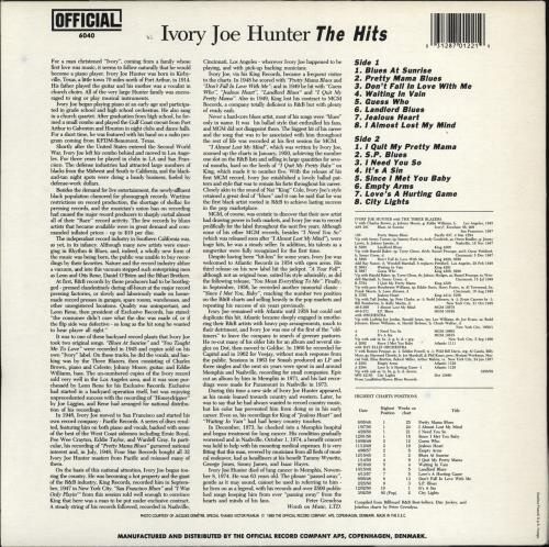 Ivory Joe Hunter The Hits Danish vinyl LP album (LP record) (767296)