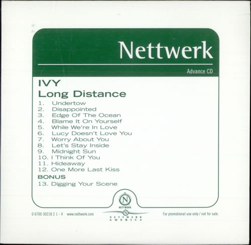 Ivy (Indie) Long Distance US Promo CD single (CD5 / 5") (500035)