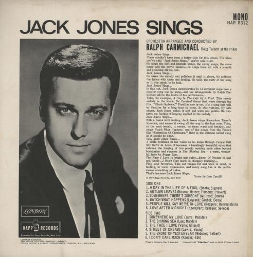 Jack Jones Jack Jones Sings UK vinyl LP album (LP record) (791177)