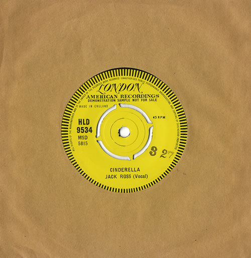 Jack Ross Cinderella UK Promo 7" vinyl single (7 inch record / 45) (484505)