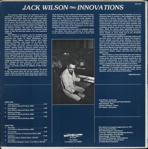 Jack Wilson Innovations US vinyl LP album (LP record) (776564)