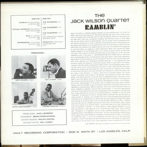 Jack Wilson Ramblin' - Stereo US vinyl LP album (LP record) (520290)