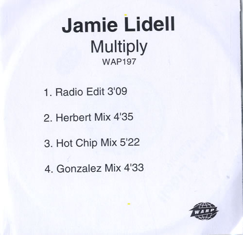 Jamie Lidell Multiply UK Promo CD-R acetate (538642)