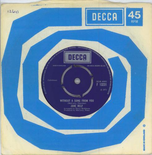 Jane Relf Without A Song From You UK 7" vinyl single (7 inch record ...