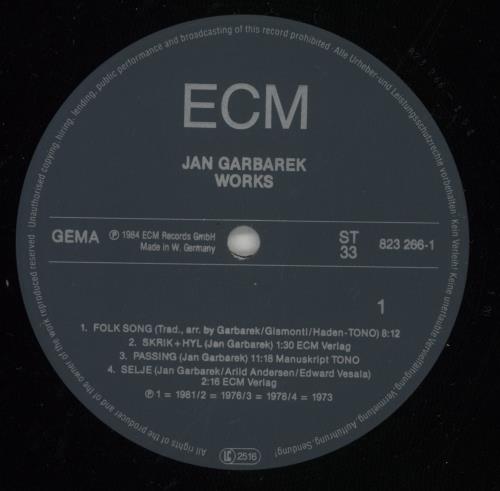 Jan Garbarek Works German vinyl LP album (LP record) (672951)