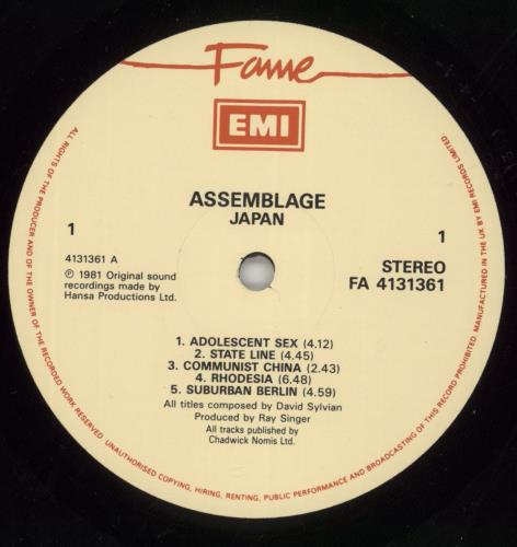 Japan Assemblage UK vinyl LP album (LP record) (865503)