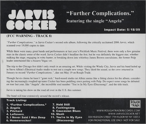 Jarvis Cocker Further Complications US Promo CD album (CDLP) (485787)