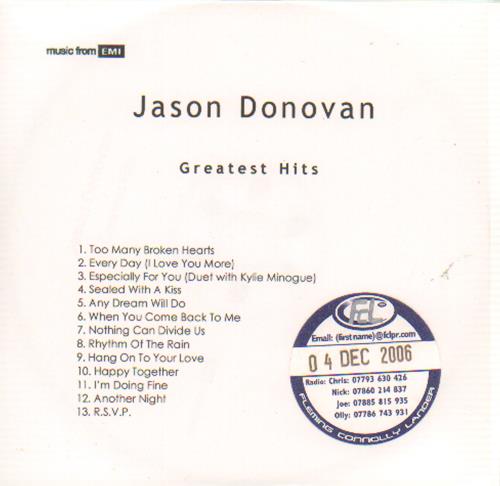 Jason Donovan Greatest Hits UK Promo CD-R acetate (673887)