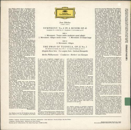 Jean Sibelius Sibelius: Symphonie Nr. 4 · Der Schwan Von Tuonela UK vinyl LP album (LP record ...