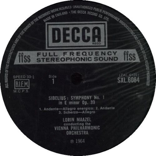 Jean Sibelius Symphony No. 1 / Karelia Suite - 2nd UK vinyl LP album (LP record) (560297)