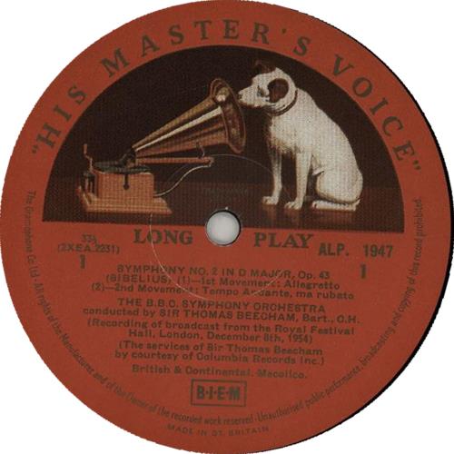 Jean Sibelius Symphony No. 2 in D Major, Op. 43 UK vinyl LP album (LP record) (653544)