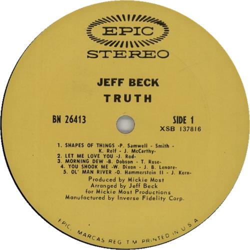 Jeff Beck Truth US vinyl LP album (LP record) (523909)