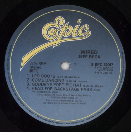 Jeff Beck Wired UK vinyl LP album (LP record) (546938)