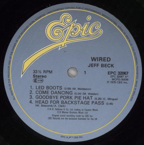 Jeff Beck Wired UK Promo vinyl LP album (LP record) (685317)