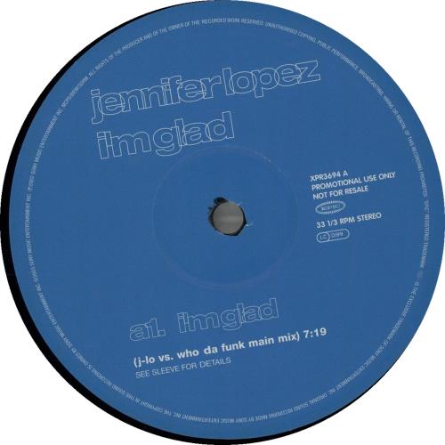 Jennifer Lopez I'm Glad UK Promo 12" vinyl single (12 inch record ...