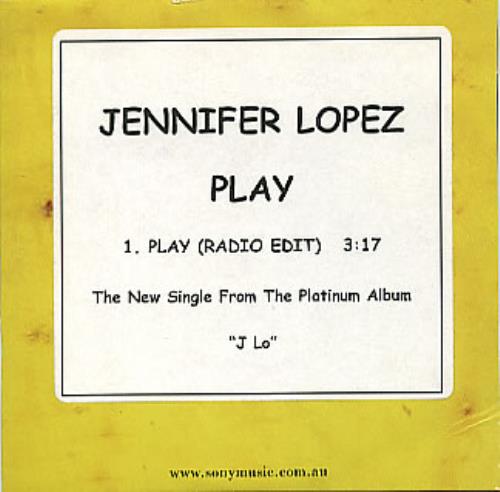 Jennifer Lopez Play Australian Promo CD single (CD5 / 5") (310359)