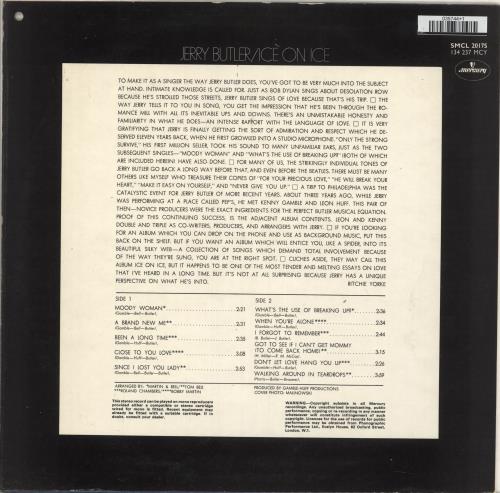 Jerry Butler Ice On Ice UK vinyl LP album (LP record) (732824)