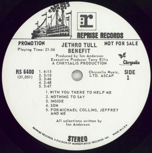 Jethro Tull Benefit US Promo vinyl LP album (LP record) (767730)