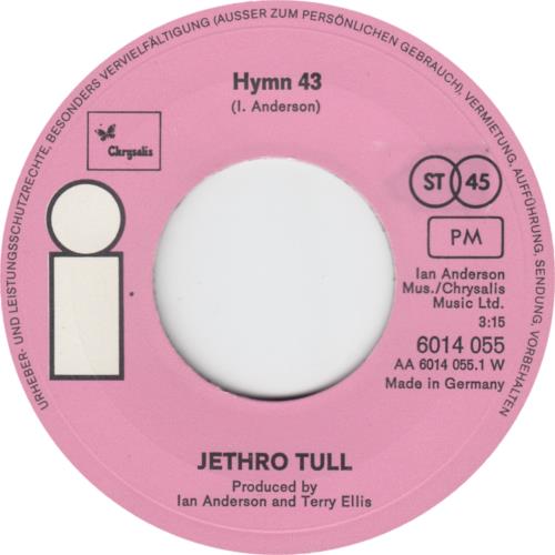 Jethro Tull Hymn 43 German 7" vinyl single (7 inch record / 45) (652487)
