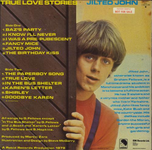 Jilted John True Love Stories - Promo Stickered Sleeve + Game insert UK ...