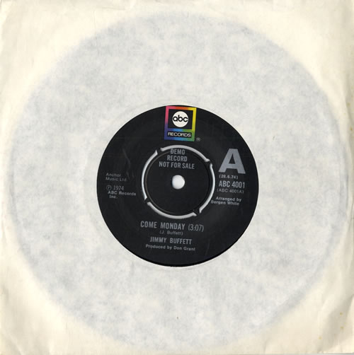 Jimmy Buffett Come Monday UK Promo 7" vinyl single (7 inch record / 45 ...