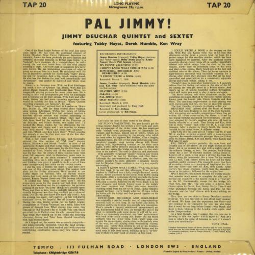 Jimmy Deuchar Pal Jimmy - 1st UK vinyl LP album (LP record) (799842)
