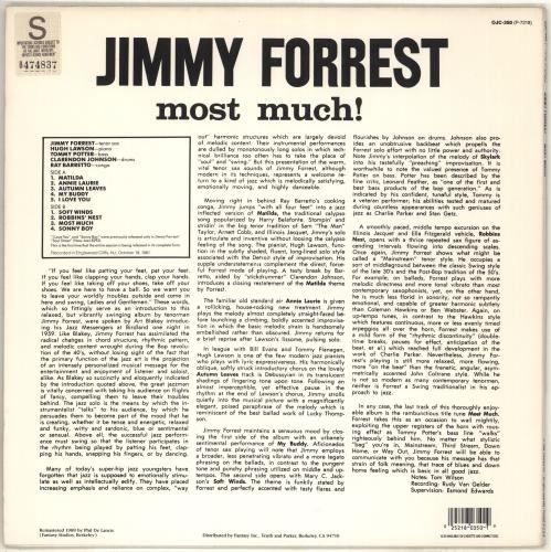 Jimmy Forrest Most Much! US vinyl LP album (LP record) (708311)