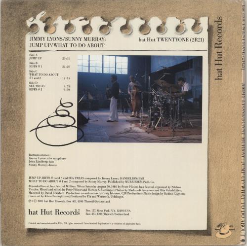 Jimmy Lyons Jump Up / What To Do About US 2-LP vinyl record set (Double ...