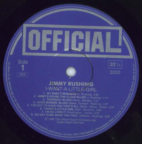Jimmy Rushing I-Want-A-Little-Girl Danish vinyl LP album (LP record ...