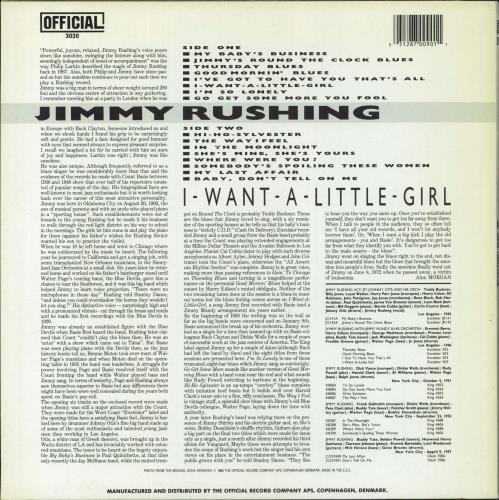 Jimmy Rushing I-Want-A-Little-Girl Danish vinyl LP album (LP record ...