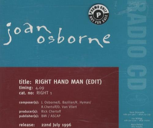 Joan Osborne Right Hand Man UK Promo CD single (CD5 / 5") (63153)