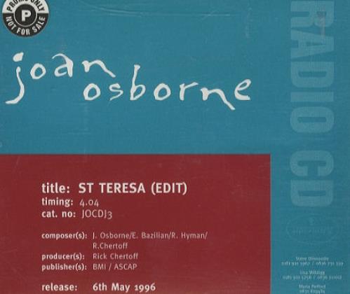 Joan Osborne St Teresa - Picture Sleeve UK Promo CD single (CD5 / 5") (68852)