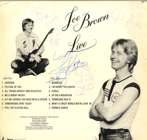 Joe Brown Live - Autographed UK vinyl LP album (LP record) (550628)