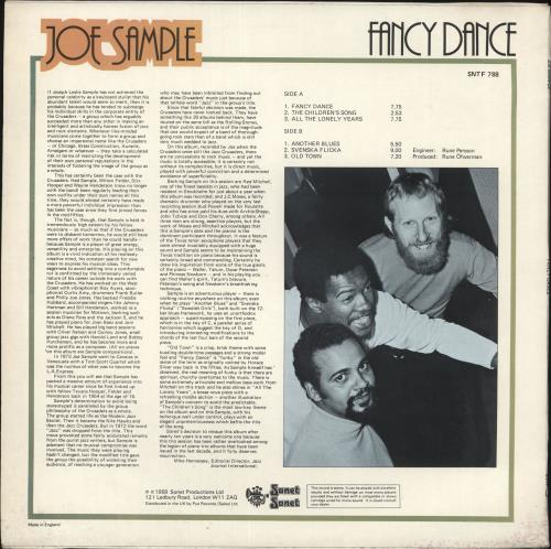 Joe Sample Fancy Dance UK vinyl LP album (LP record) (740442)