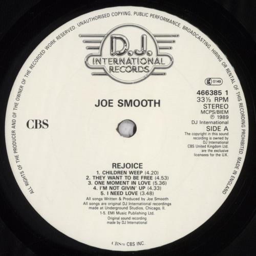 Joe Smooth Rejoice UK vinyl LP album (LP record) (845065)