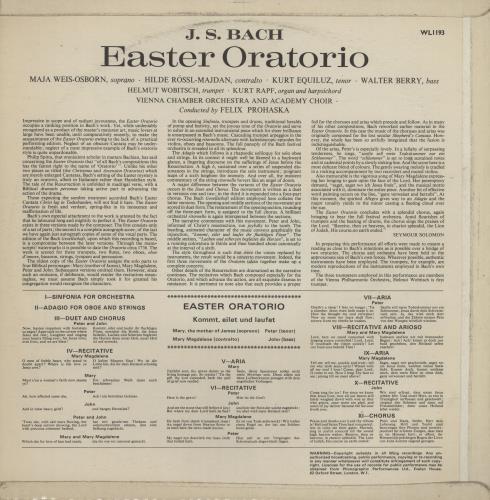 Johann Sebastian Bach Easter Oratorio UK vinyl LP album (LP record ...