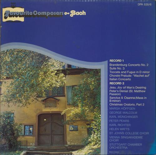Johann Sebastian Bach Favourite Composers: Bach UK 2-LP vinyl record ...