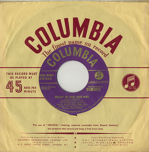 Johnnie Ray Walkin' My Baby Back Home UK 7" vinyl single (7 inch record / 45) (593593)