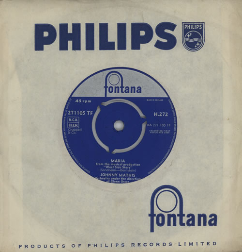 Johnny Mathis Maria UK 7" vinyl single (7 inch record / 45) (571604)