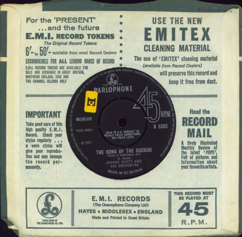 Johnny Scott Sailing By UK 7" vinyl single (7 inch record / 45) (806480)