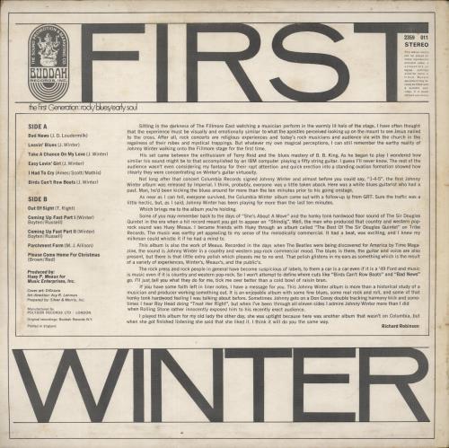 Johnny Winter First Winter UK vinyl LP album (LP record) (755734)