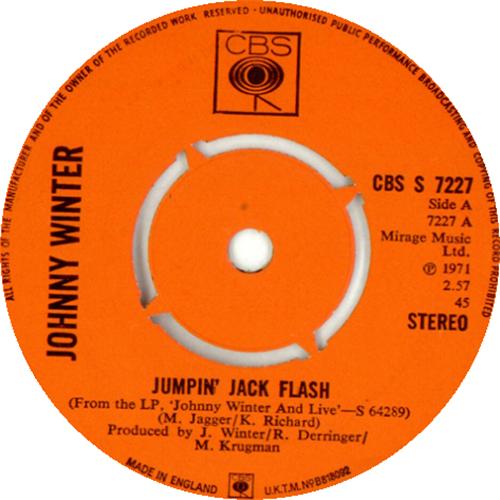 Johnny Winter Jumpin' Jack Flash UK 7" vinyl single (7 inch record / 45 ...