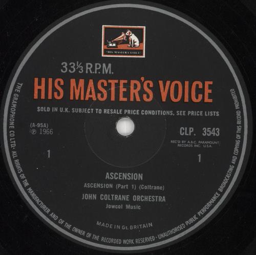 John Coltrane Ascension UK vinyl LP album (LP record) (675966)