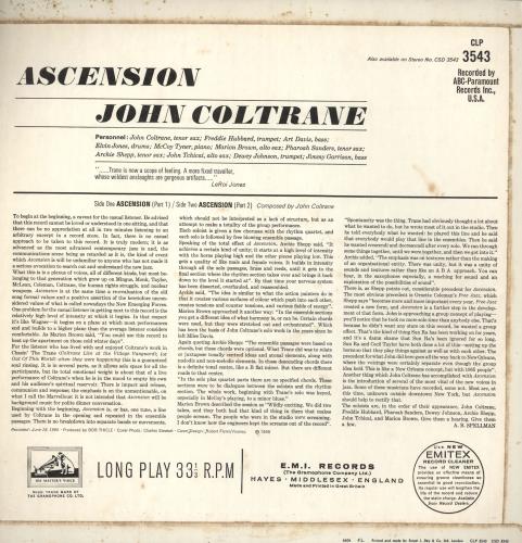 John Coltrane Ascension UK vinyl LP album (LP record) (675966)